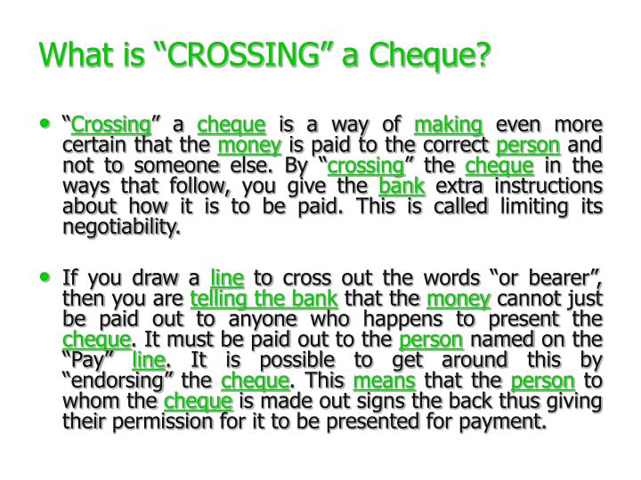 PPT - CROSSING OF CHEQUES PowerPoint Presentation - ID:6245990