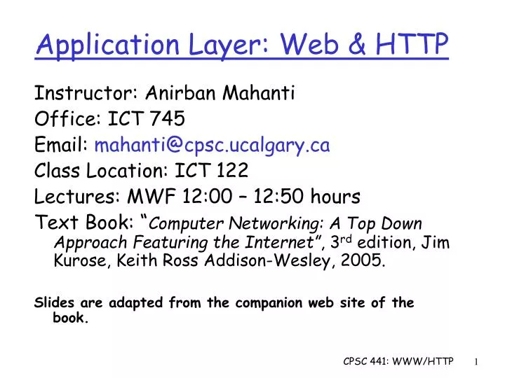 PPT - Application Layer: Web & HTTP PowerPoint Presentation, free ...