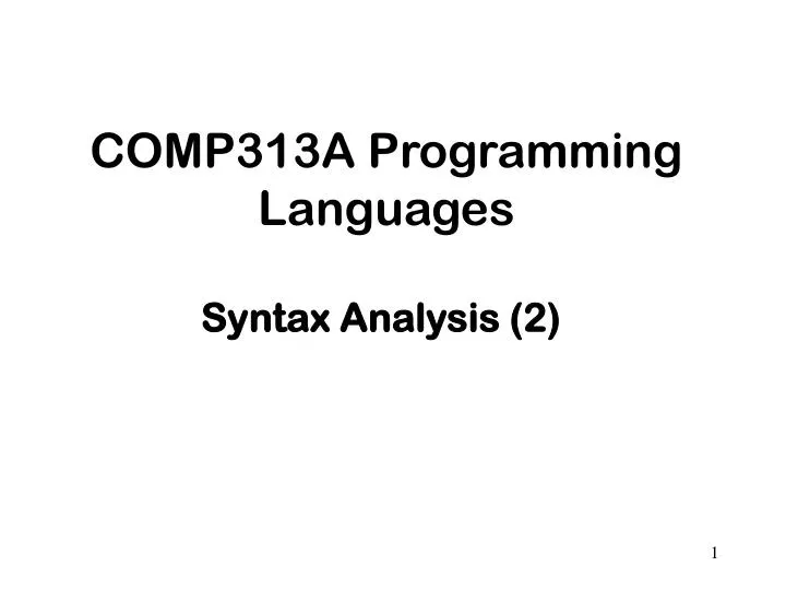 PPT - COMP313A Programming Languages PowerPoint Presentation, free ...