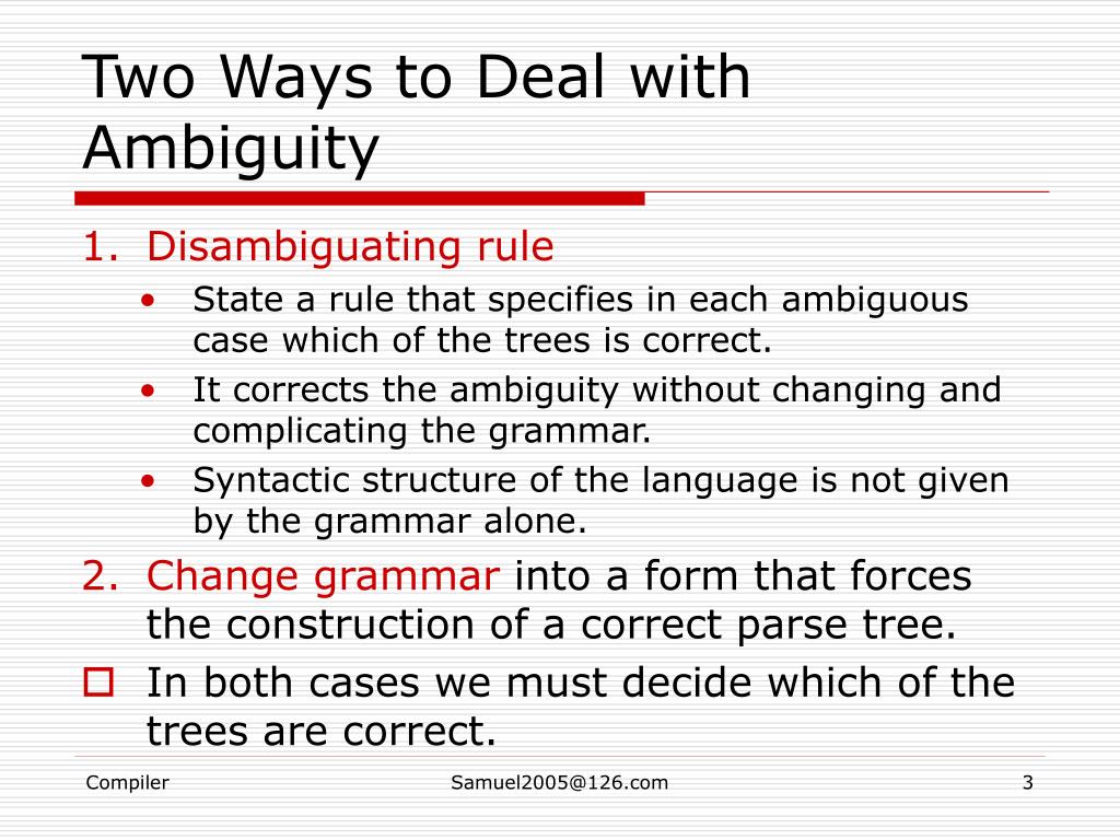 Ppt Chapter 3 Context Free Grammars And Parsing Ambiguous Grammar