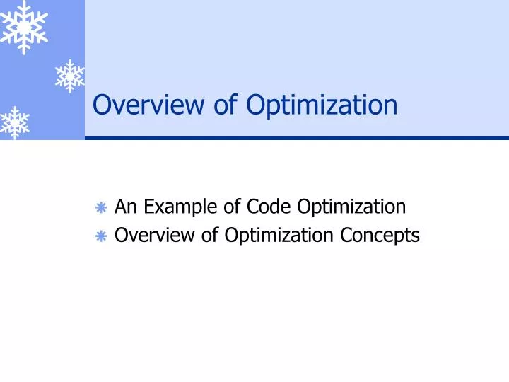 PPT - Overview of Optimization PowerPoint Presentation, free download ...