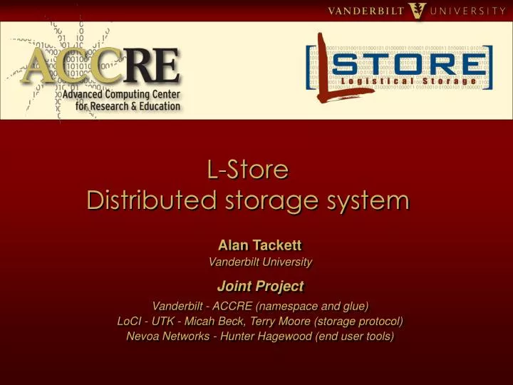 PPT - L-Store Distributed storage system PowerPoint Presentation, free ...
