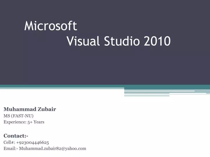 PPT - Microsoft Visual Studio 2010 PowerPoint Presentation, free ...