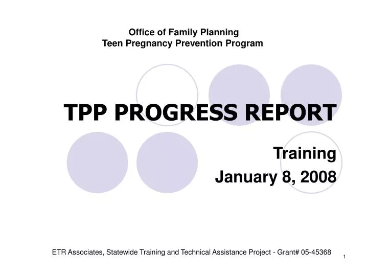 PPT - TPP PROGRESS REPORT PowerPoint Presentation, free download - ID ...