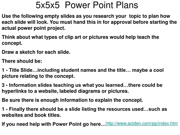 PPT - 5x5x5 Power Point Plans PowerPoint Presentation, free download ...
