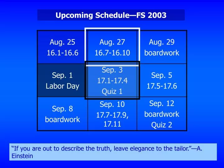 PPT - Upcoming Schedule—FS 2003 PowerPoint Presentation, free download ...