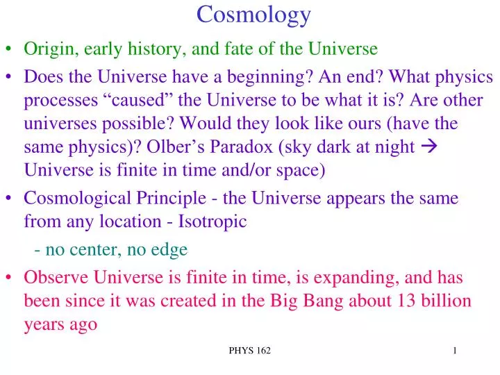PPT - Cosmology PowerPoint Presentation, free download - ID:6253015