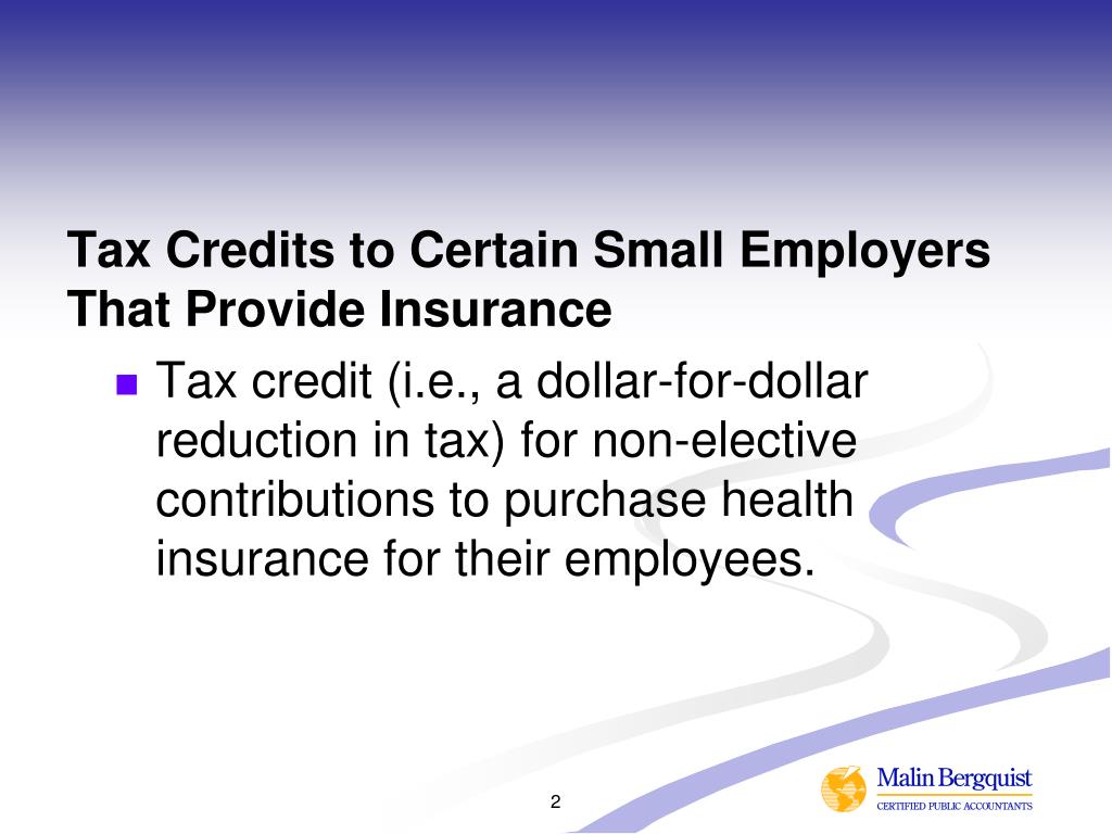 PPT - Small Employer Health Insurance Credit PowerPoint Presentation ...