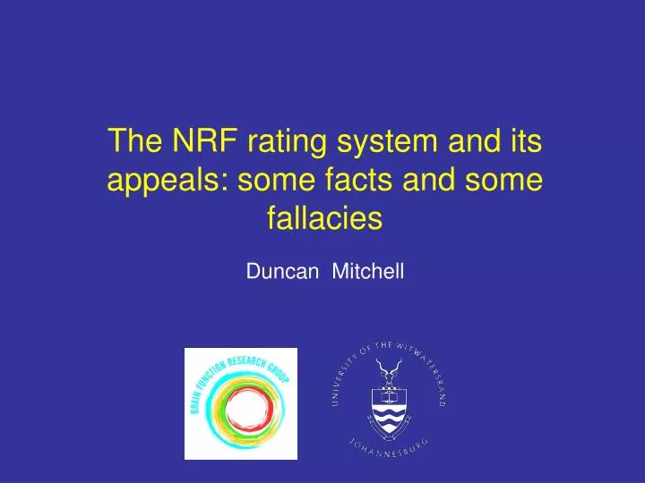 PPT - The NRF rating system and its appeals: some facts and some ...