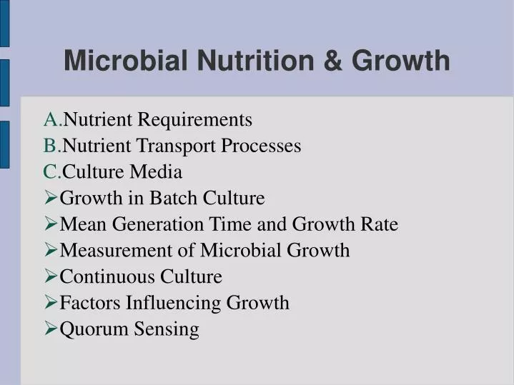 PPT - Microbial Nutrition & Growth PowerPoint Presentation, free ...