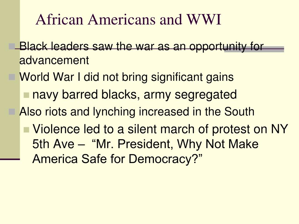 PPT - The Role of Women and African Americans in WWI PowerPoint ...