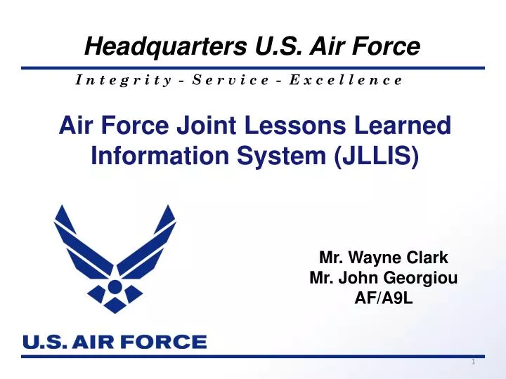 PPT - Air Force Joint Lessons Learned Information System (JLLIS ...