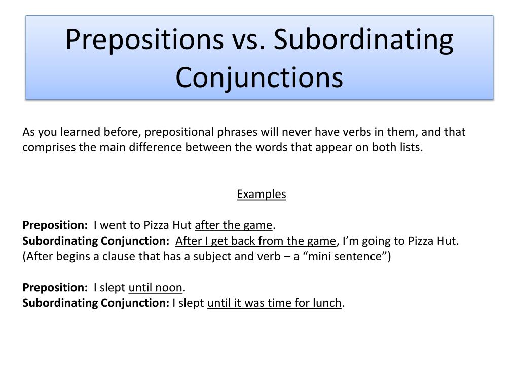 Preposition And Conjunction Difference Preposition And Conjunction Difference
