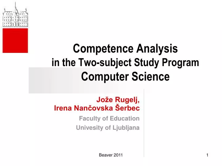 PPT - Competence Analysis in the Two-subject Study Program Computer ...