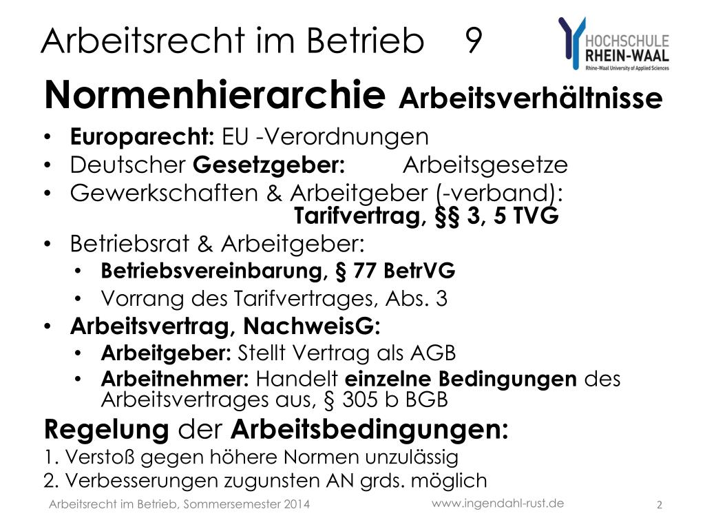 PPT - Arbeitsrecht im Betrieb 9 PowerPoint Presentation, free download ...