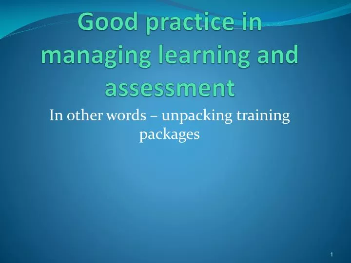 PPT - Good practice in managing learning and assessment PowerPoint ...