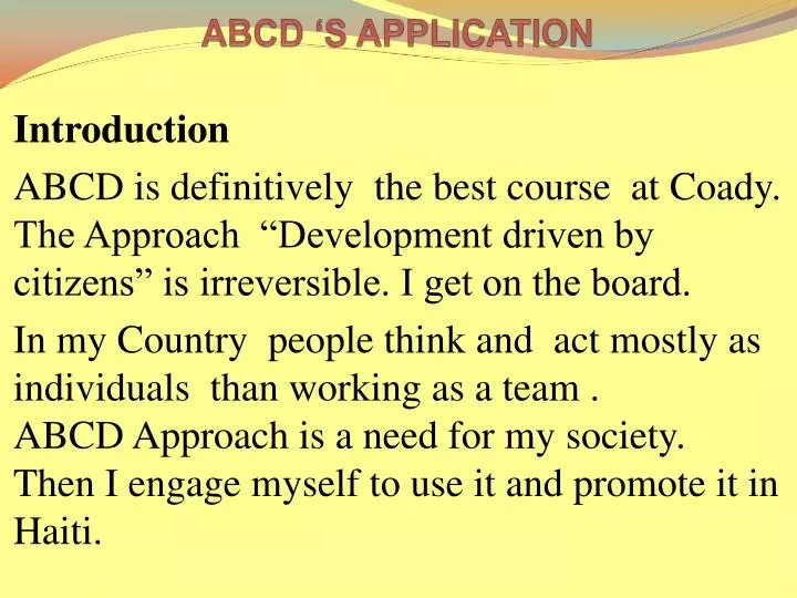 PPT - ABCD ‘S APPLICATION PowerPoint Presentation, free download - ID ...