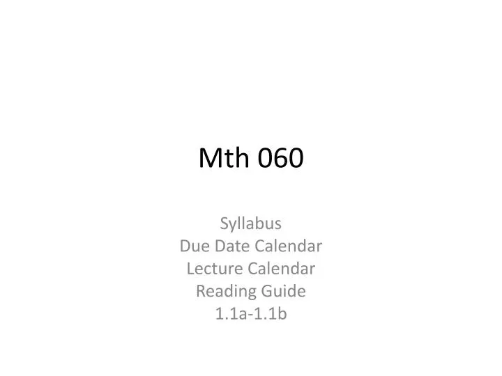 PPT - Mth 060 PowerPoint Presentation, free download - ID:6269931