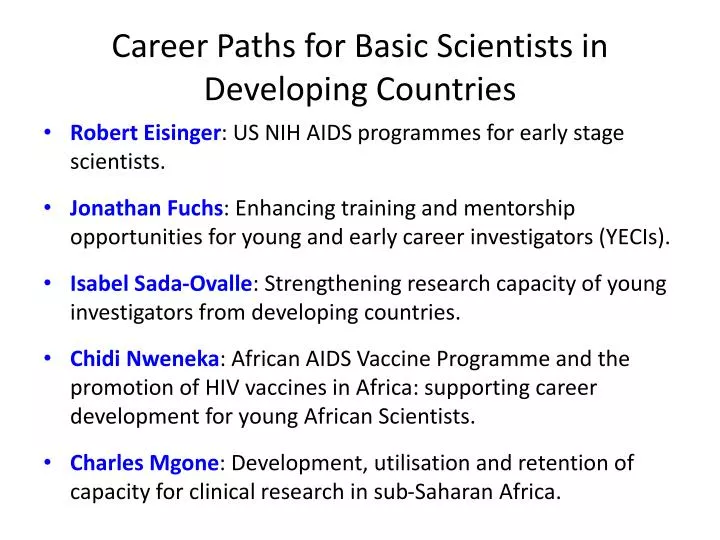 PPT - Career Paths for Basic Scientists in Developing Countries ...