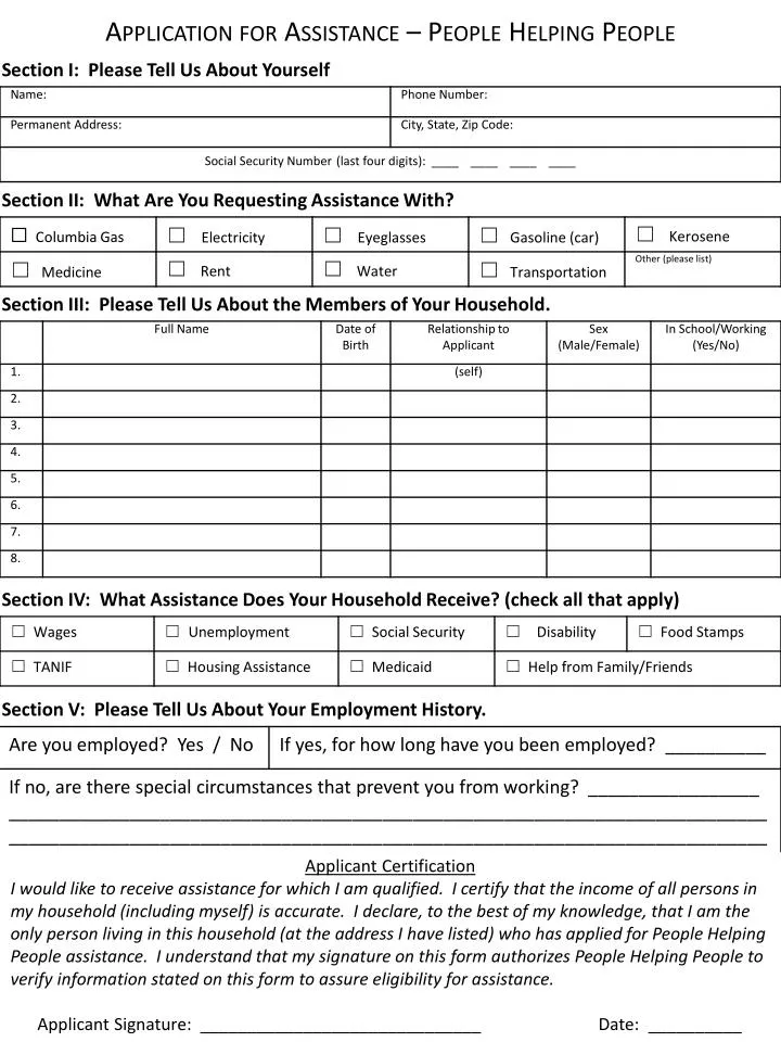 PPT - Application for Assistance – People Helping People PowerPoint ...
