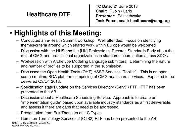 PPT - Highlights of this Meeting: PowerPoint Presentation, free ...