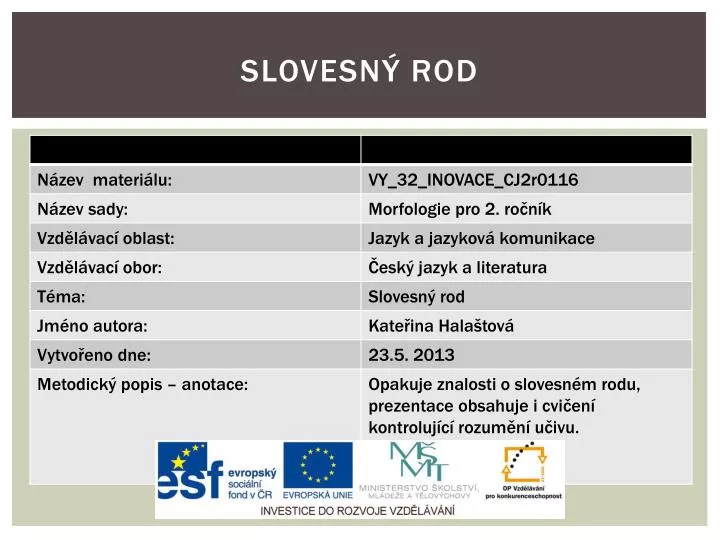PPT - Slovesný rod PowerPoint Presentation, free download - ID:6280954