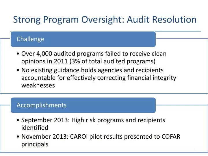 PPT - Strong Program Oversight: Audit Resolution PowerPoint ...