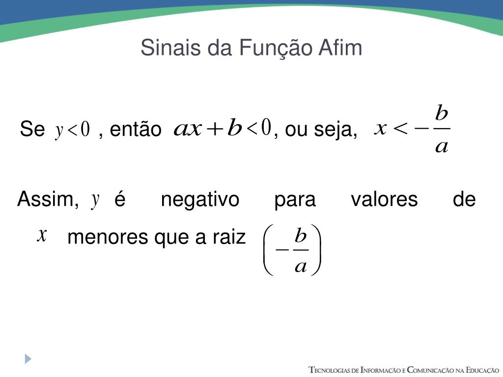 PPT - Função Afim: Sinais da Função Afi m PowerPoint Presentation, free ...