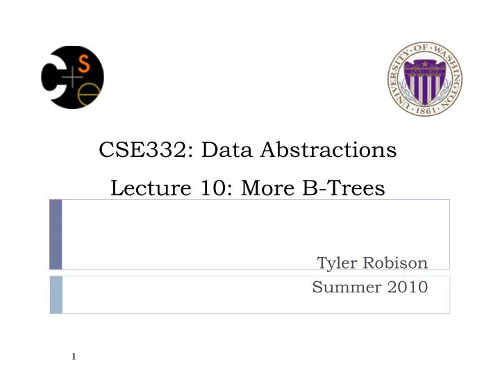 Ppt Cse332 Data Abstractions Lecture 10 More B Trees Powerpoint 7504
