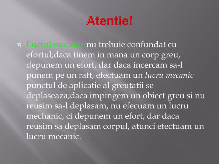 PPT - Energia mecanica si lucrul mecanic PowerPoint Presentation - ID ...