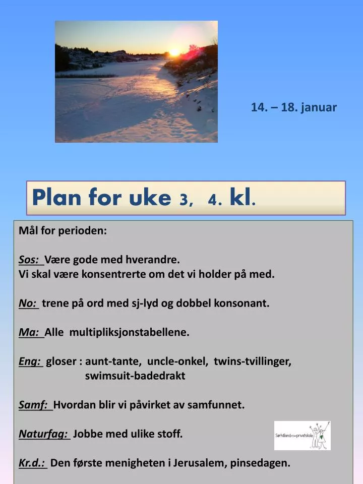 PPT - Plan for uke 3, 4. kl. PowerPoint Presentation, free download - ID:6286838