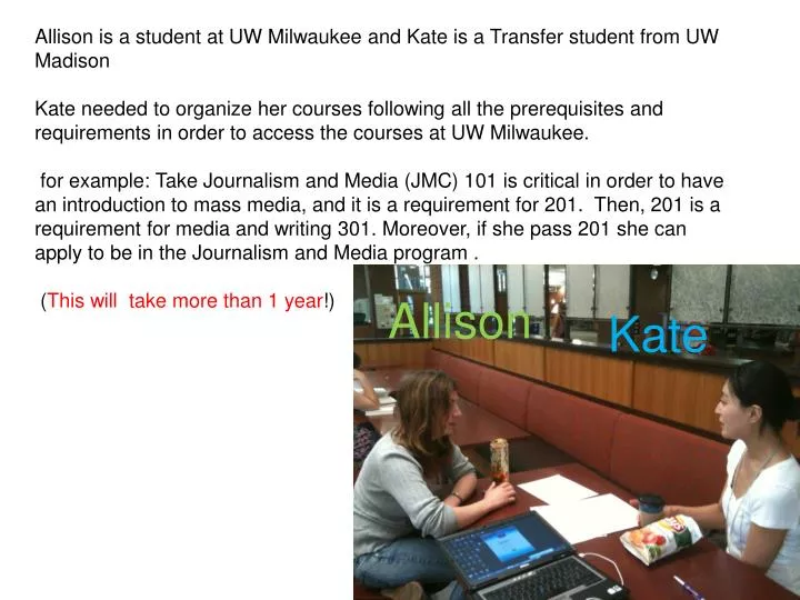 PPT - Allison is a student at UW Milwaukee and Kate is a Transfer ...