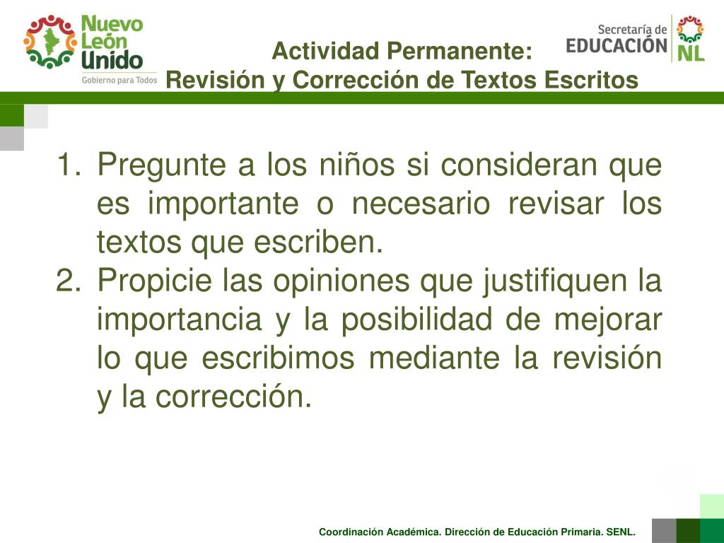 PPT - Orientaciones para la Revisión y Corrección de Textos Escritos ...