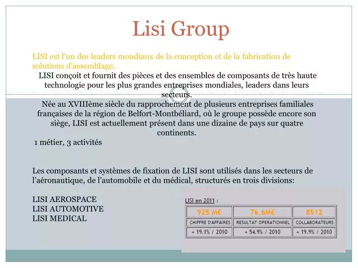 PPT - Lisi Group PowerPoint Presentation, free download - ID:6297356