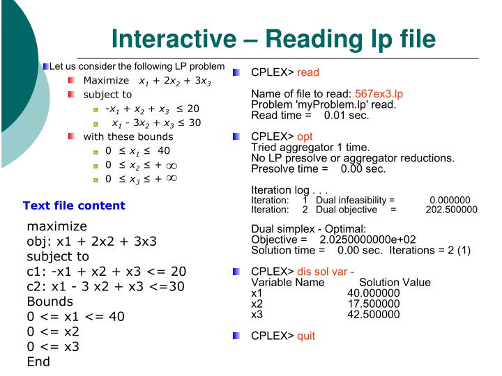 PPT - Using ILOG Cplex PowerPoint Presentation - ID:6299017