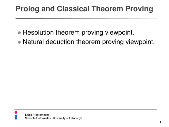 PPT - Prolog and Classical Theorem Proving PowerPoint Presentation, free download - ID:6299073