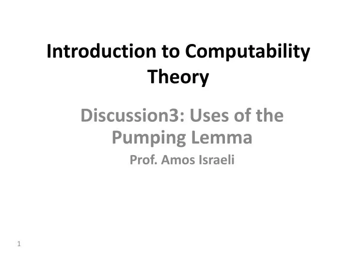 PPT - Introduction to Computability Theory PowerPoint Presentation ...