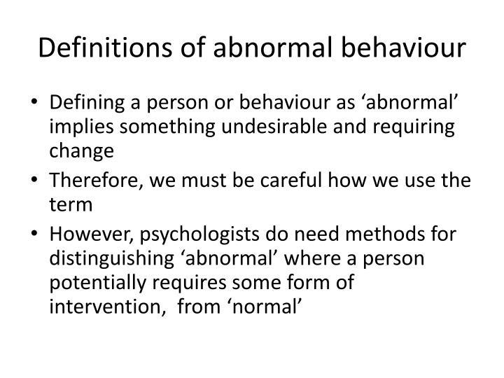 PPT - Definitions of Abnormal Behaviour: Statistical Infrequency and ...