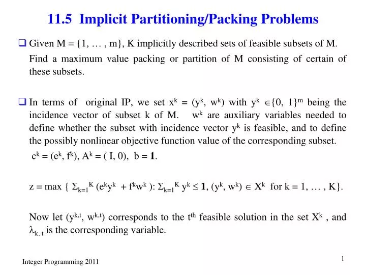 PPT - 11.5 Implicit Partitioning/Packing Problems PowerPoint Presentation - ID:6302825