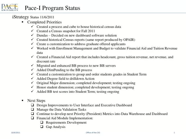 PPT - Pace-I Program Status PowerPoint Presentation, free download - ID ...