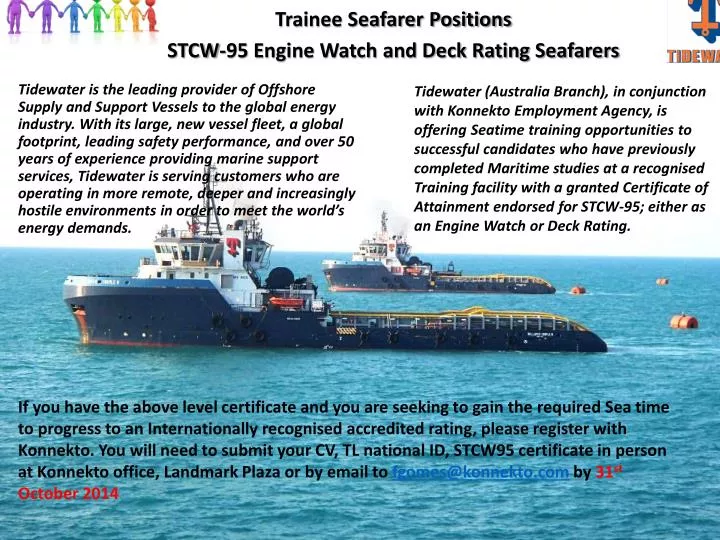 PPT - Trainee Seafarer Positions STCW-95 Engine Watch and Deck Rating ...