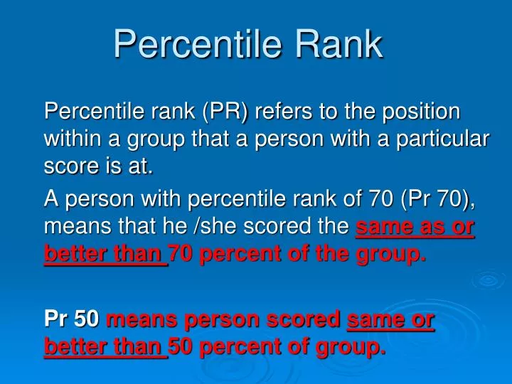 PPT - Percentile Rank PowerPoint Presentation, free download - ID:6307186
