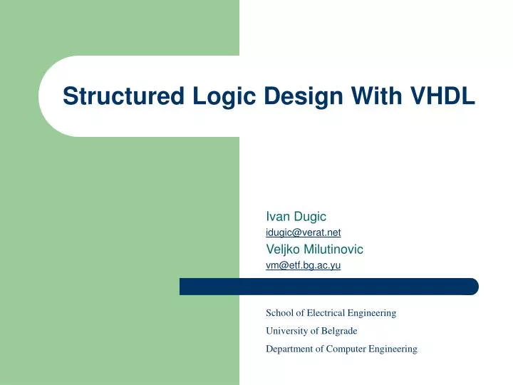 PPT - Structured Logic Design With VHDL PowerPoint Presentation, free ...