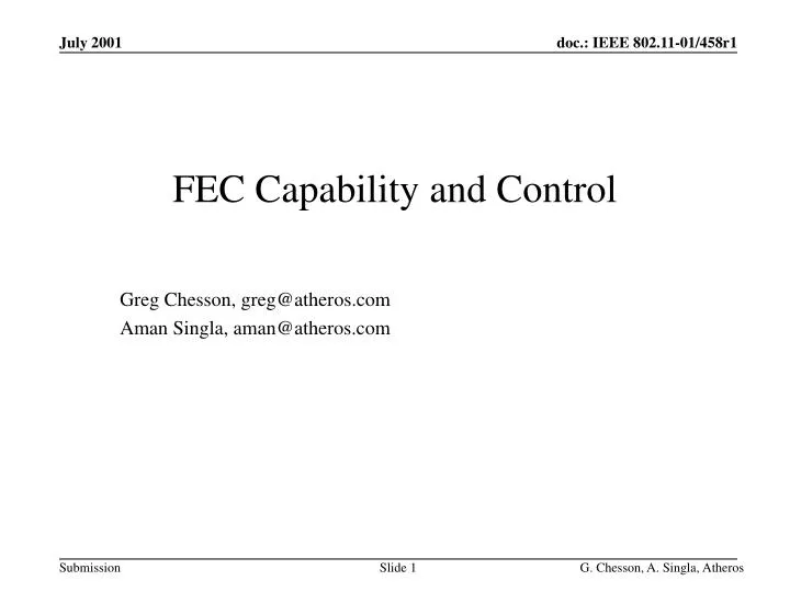 PPT - FEC Capability and Control PowerPoint Presentation, free download ...