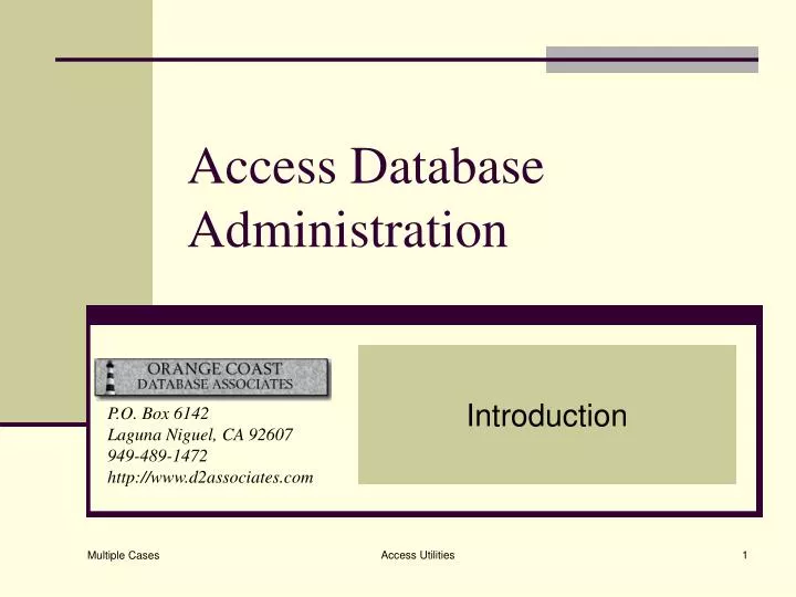 PPT - Access Database Administration PowerPoint Presentation, free ...