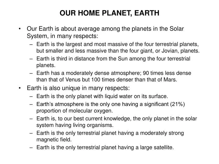 PPT - OUR HOME PLANET, EARTH PowerPoint Presentation, free download ...
