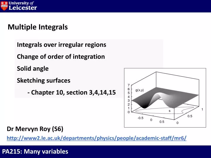 PPT - Integrals over irregular regions Change of order of integration ...