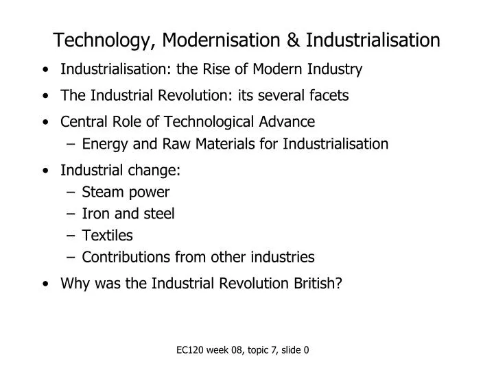 PPT - Technology, Modernisation & Industrialisation PowerPoint ...