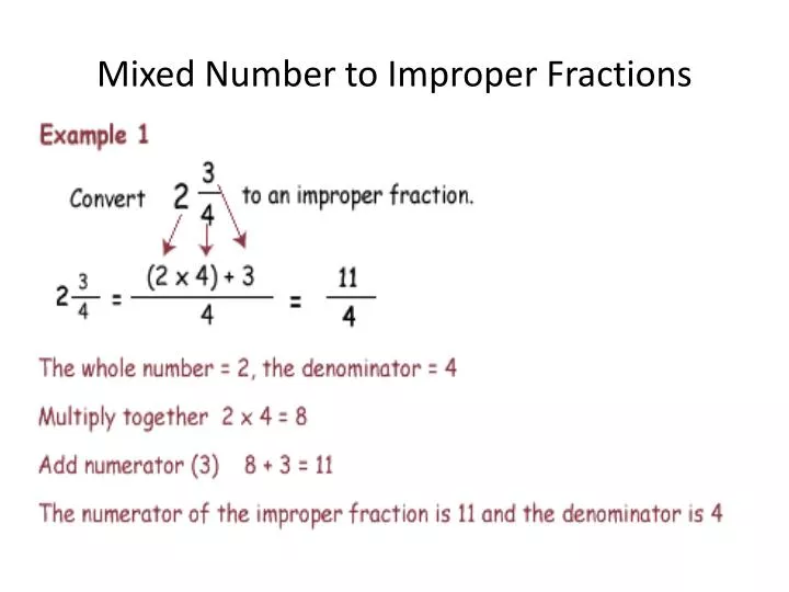 PPT - Mixed Number to Improper Fractions PowerPoint Presentation, free ...