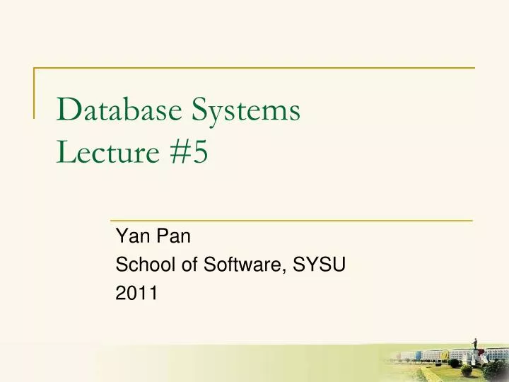 Ppt Database Systems Lecture 5 Powerpoint Presentation Free